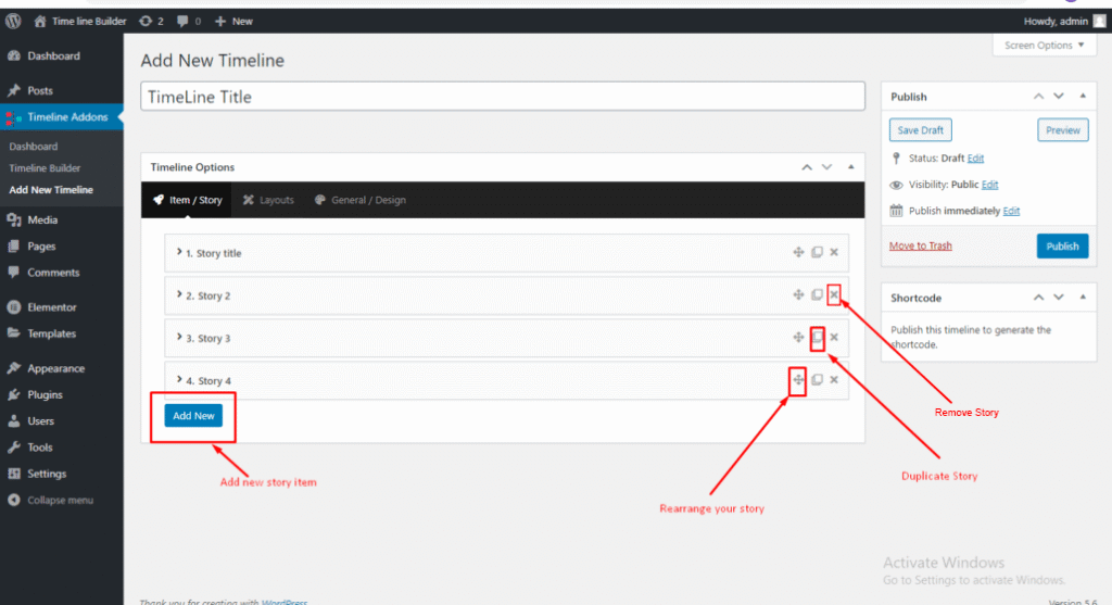 How to Add a New Story in Timeline Builder - Cool Timeline Documentation