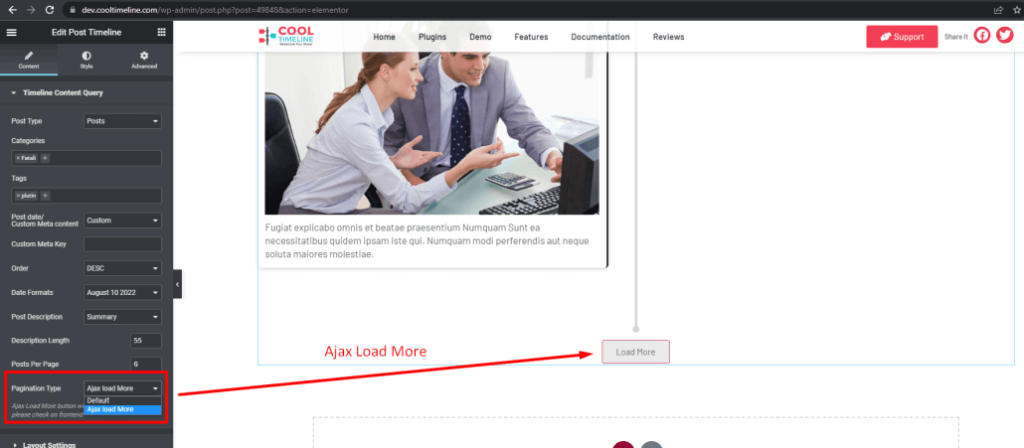 Post Timeline Pagination - Timeline Widget Pro For Elementor
