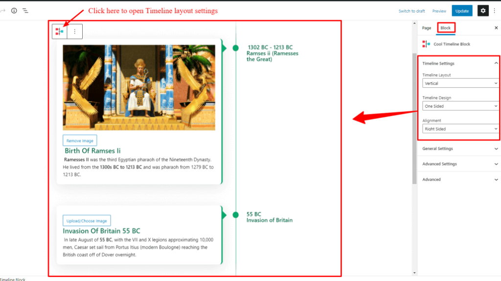 Customize Timeline Layout Settings with Cool Timeline Pro Gutenberg ... Customize Timeline Layout Settings with Cool Timeline Pro Gutenberg ...