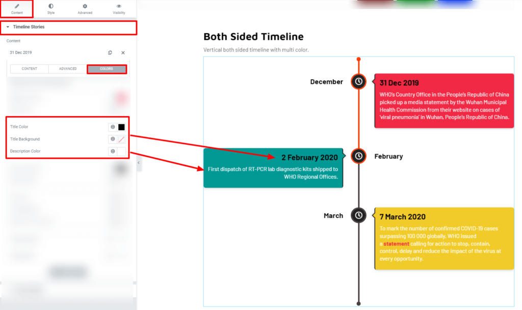Multicolored Timeline - Timeline Widget Pro For Elementor